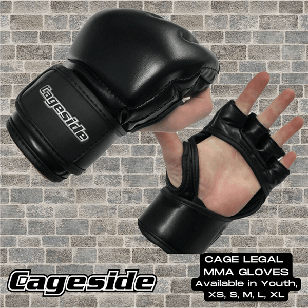 Cageside Black MMA Gloves | Durable 6oz Fight & Training Gloves